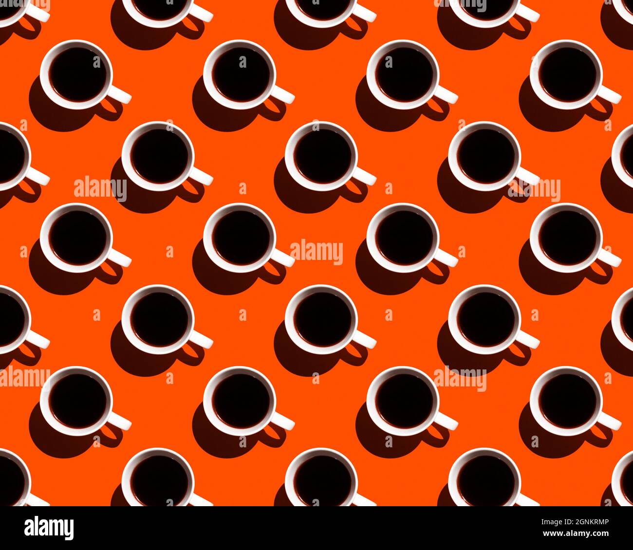 Cup of coffee on an orange background. Seamless pattern. Pop-art ...