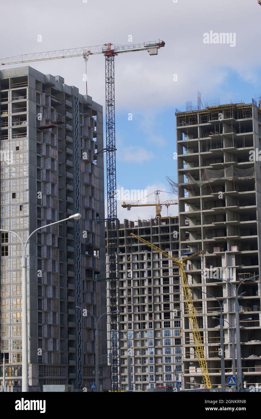 Construction of modern multi-storey buildings. Construction of a new ...