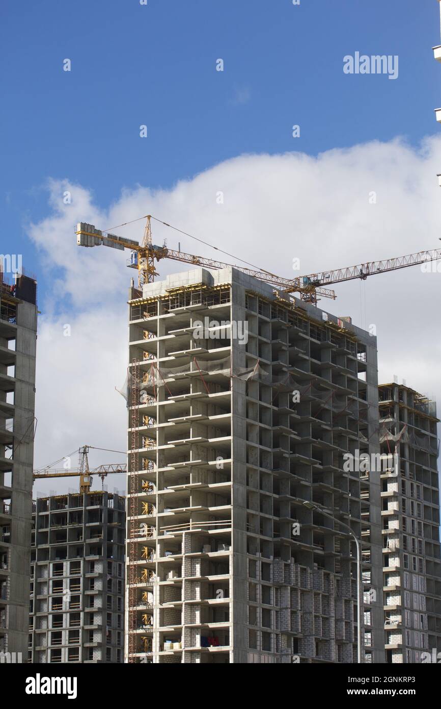 Construction of modern multi-storey buildings. Construction of a new ...