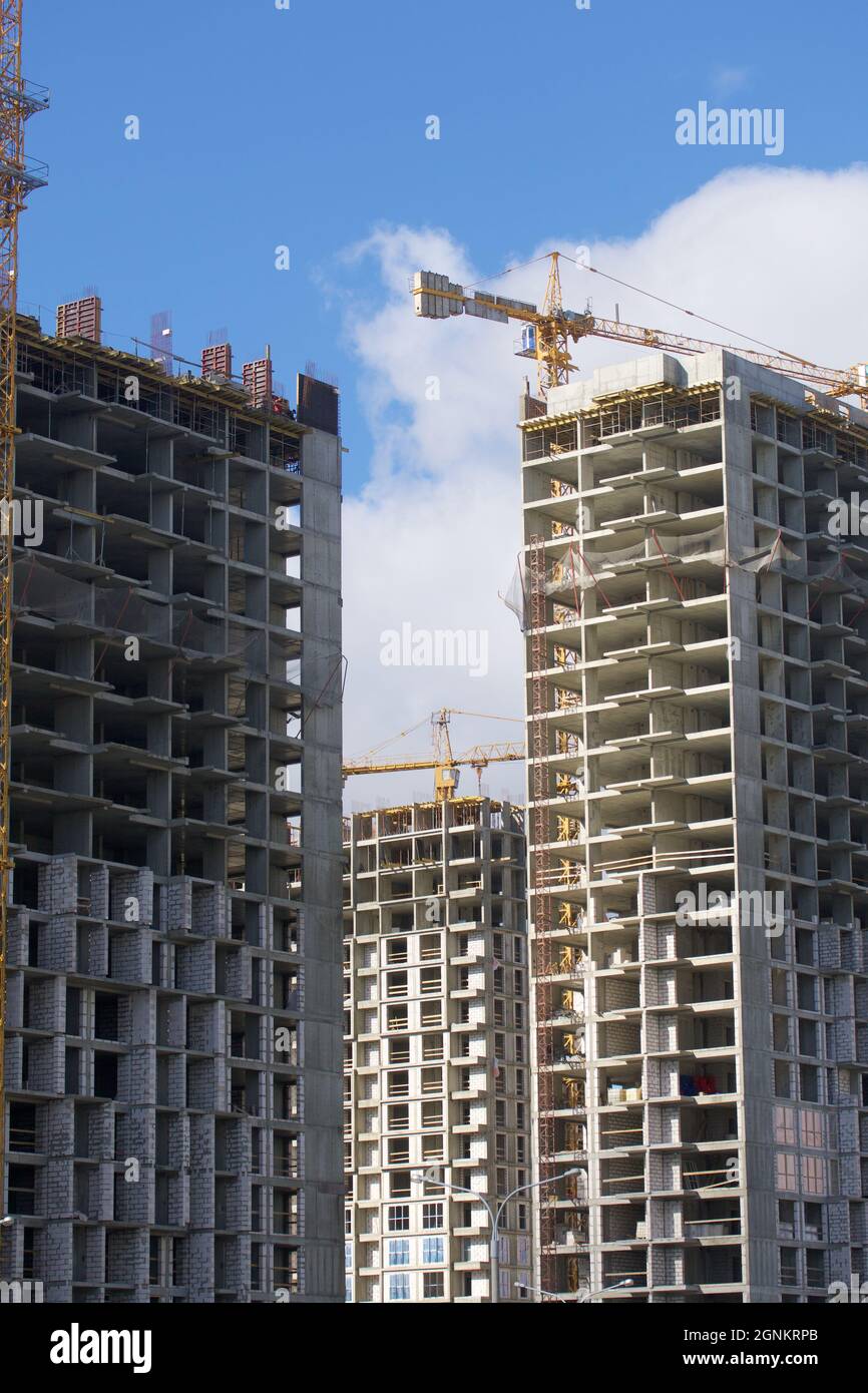 Construction of modern multi-storey buildings. Construction of a new ...