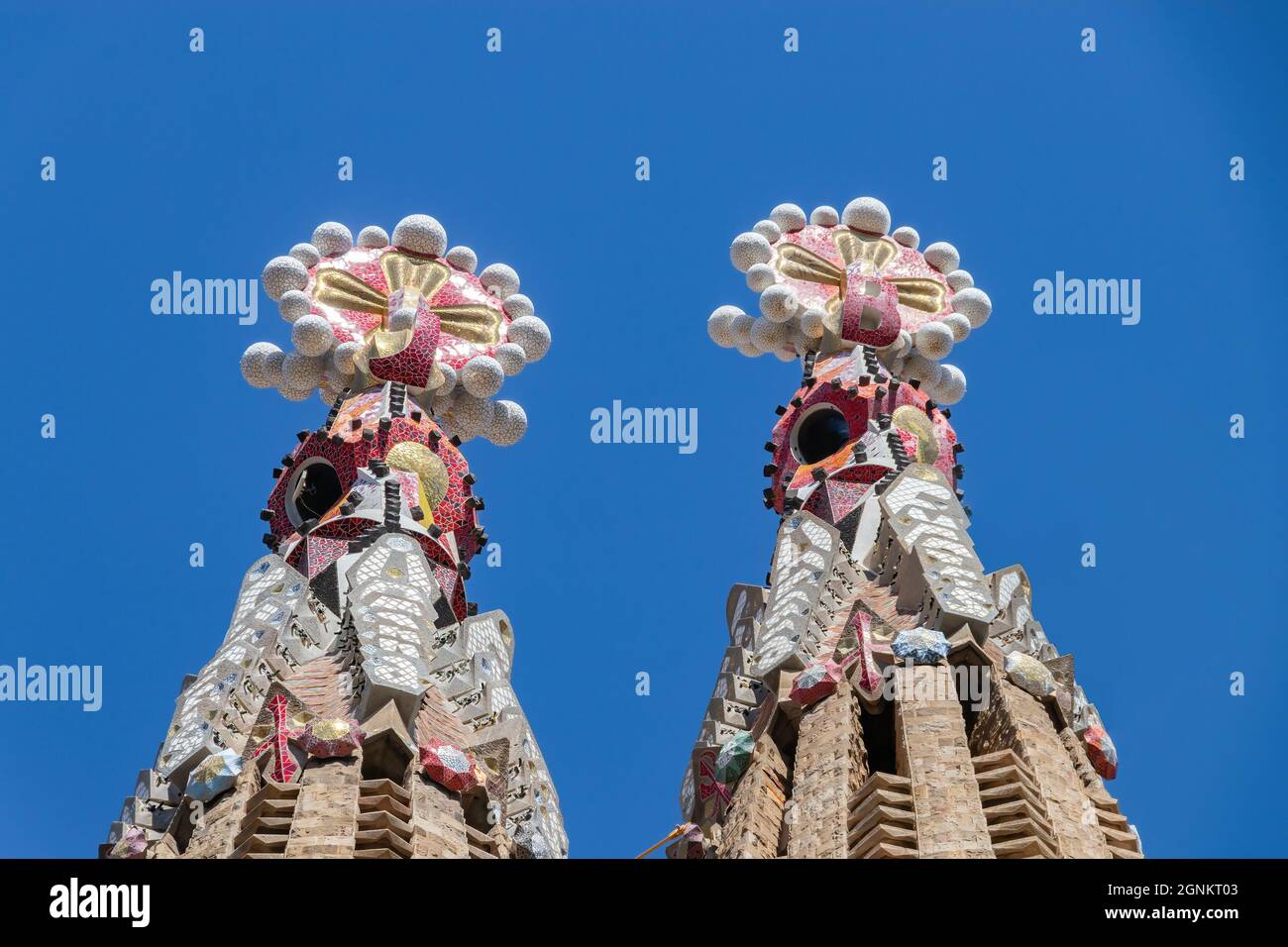 Detail of domes of sacred family "La Sagrada Familia" , cathedral ...