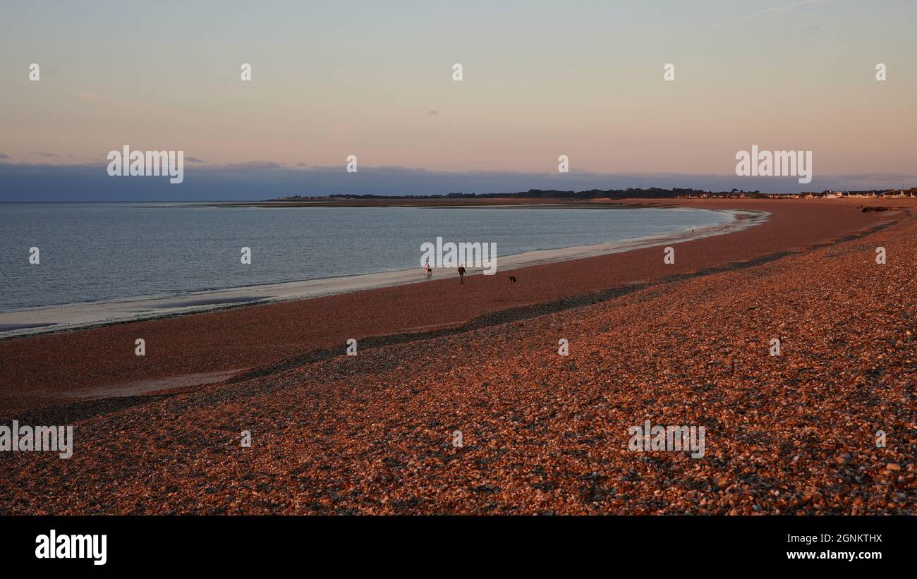 Aldwick Bay and beach seen in the early morning sunlight in September ...