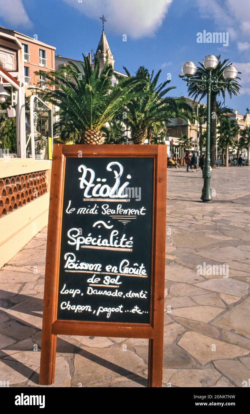 BLACKBOARD MENU SANARY SUR MER ‘AIOLI’ Restaurant offering fresh local ...