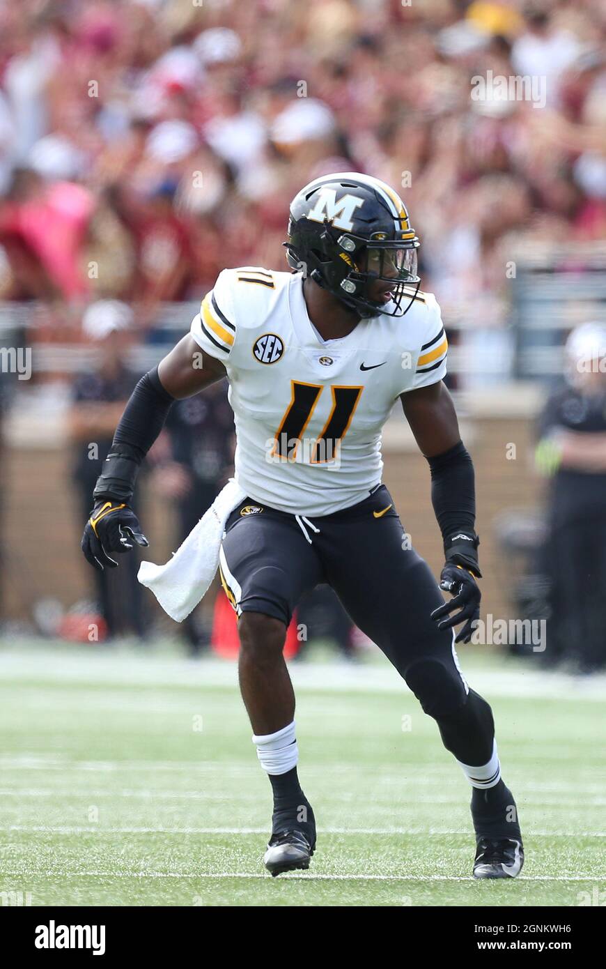 Alumni Stadium. 25th Sep, 2021. MA, USA; Missouri Tigers linebacker ...