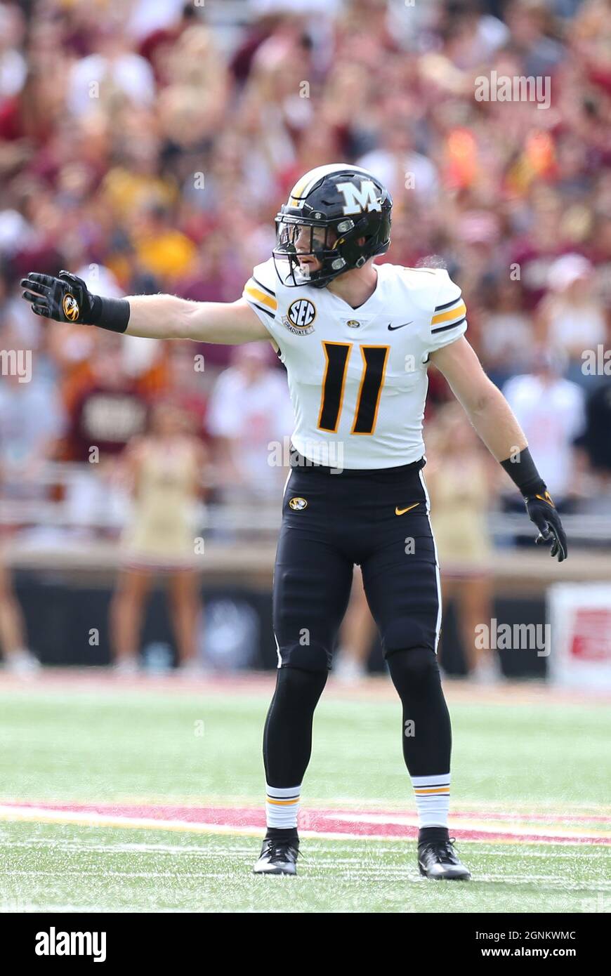 September 25, 2021; Chestnut Hill, MA, USA; Missouri Tigers wide ...