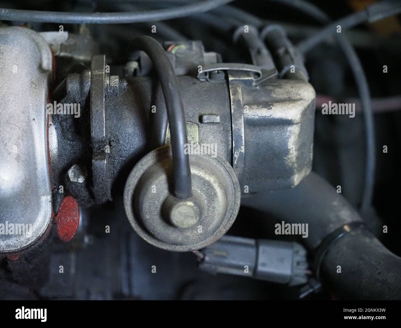 detail of car engine pipes and parts useful as an industrial background ...