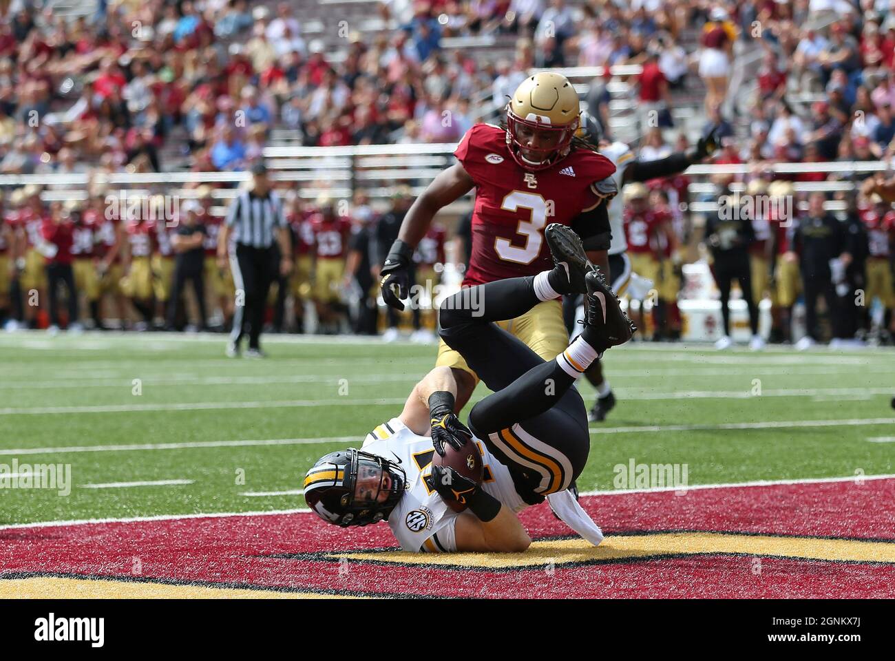 September 25, 2021; Chestnut Hill, MA, USA; Missouri Tigers wide ...