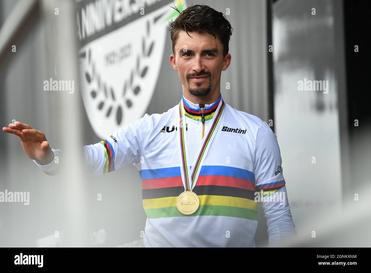 French Julian Alaphilippe , winner of the gold medal celebrates on the ...