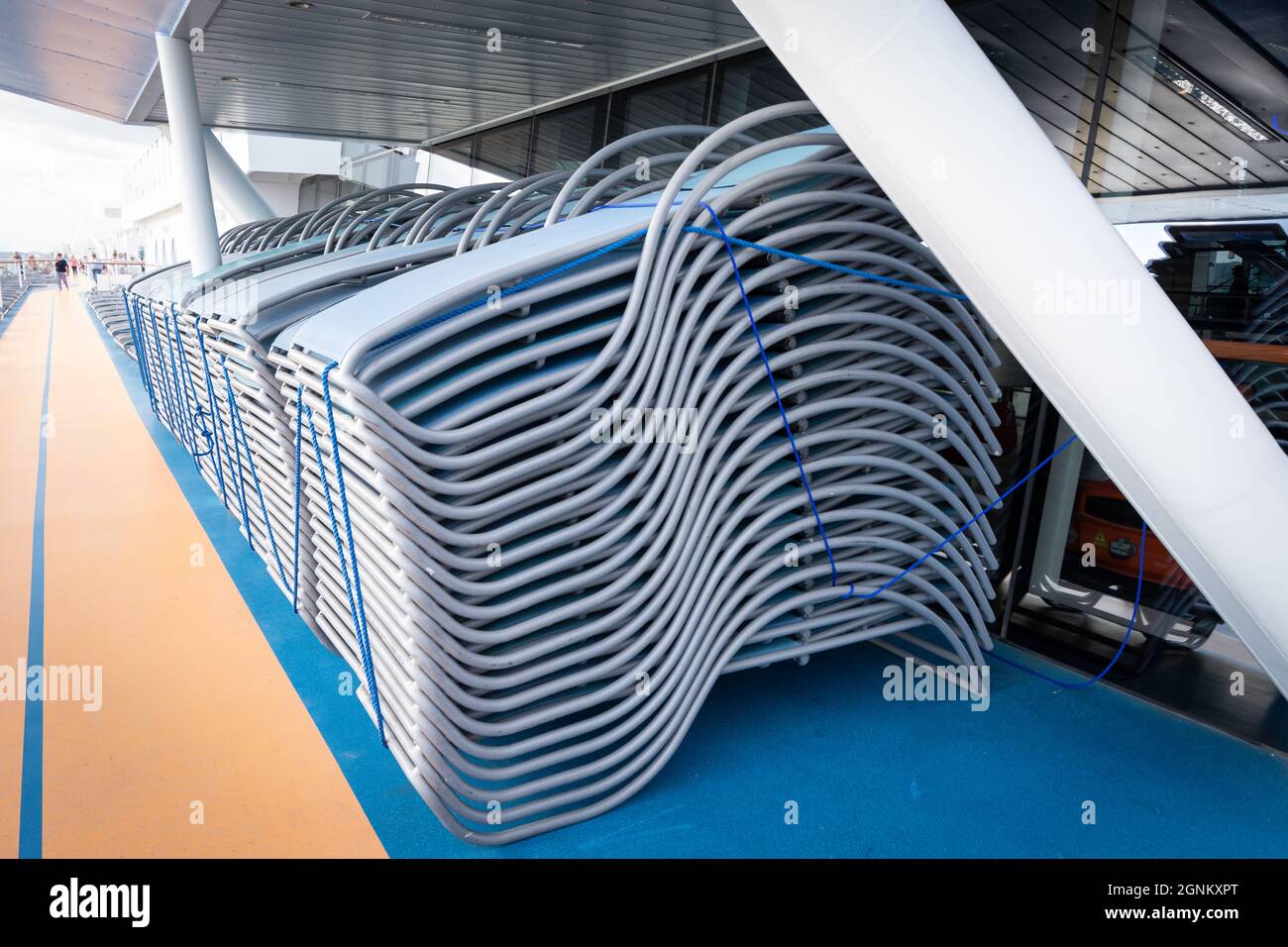 Cruise ship deck and windows Stock Photo - Alamy