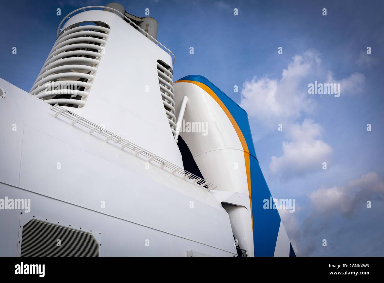Large smoke funnel on top of a cruise ship Stock Photo - Alamy