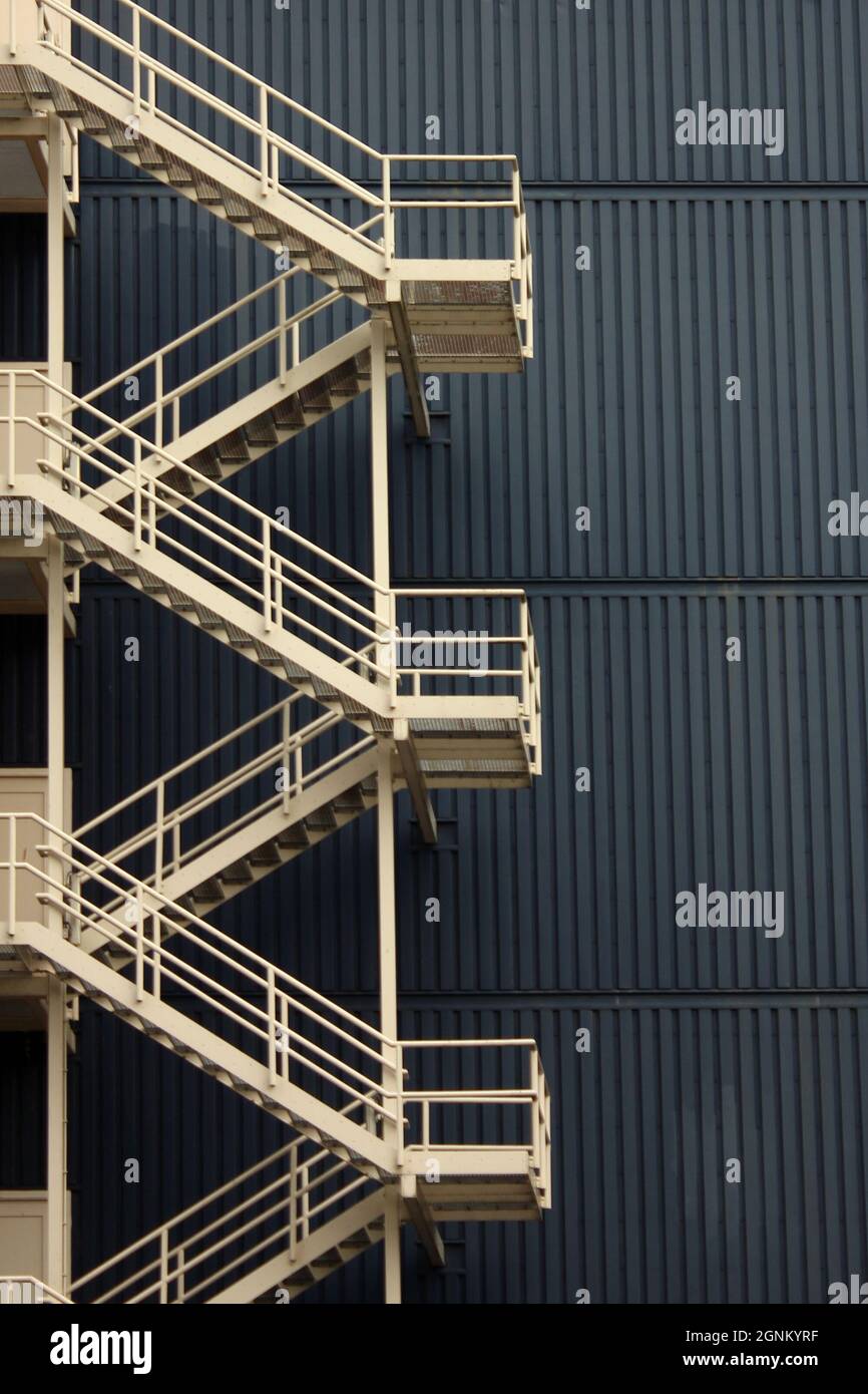 Fire escape stairs on the modern building Stock Photo - Alamy