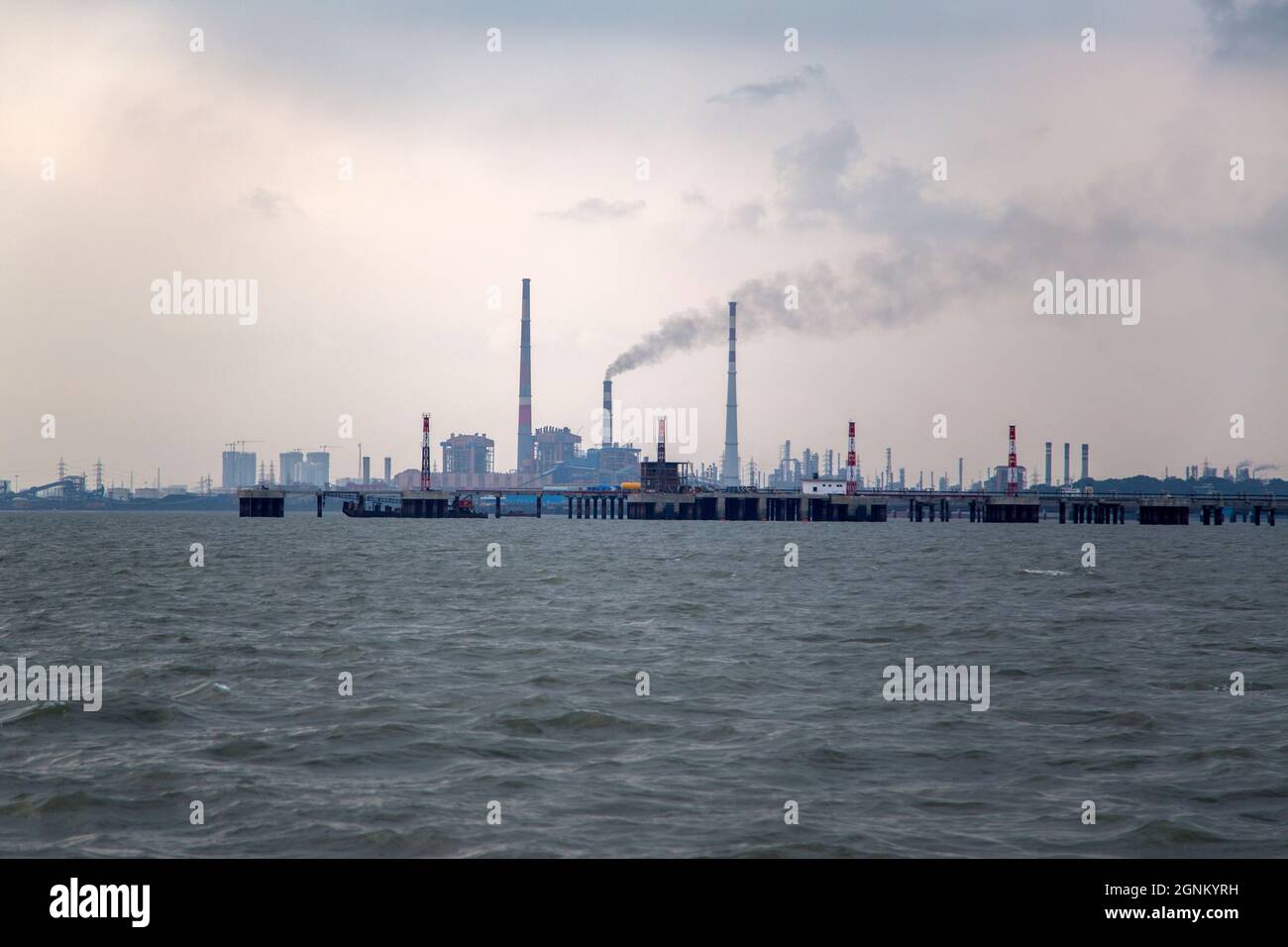 Ocean view at gas power plant in Trombay near Mumbai, India Stock Photo ...