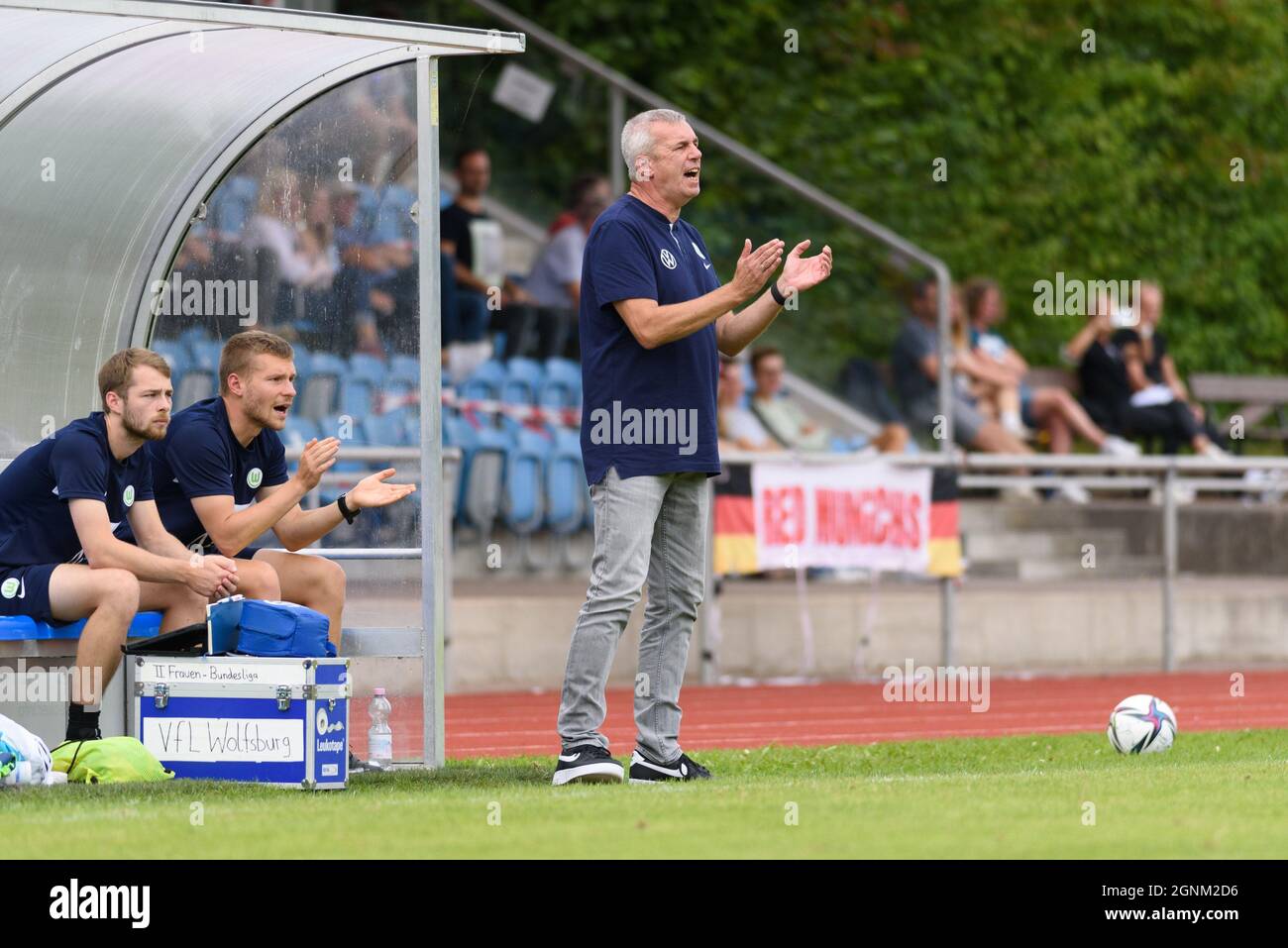 Aschheim, Germany. 26th Sep, 2021. Steffen Beck (Coach VfL Wolfsburg II ...