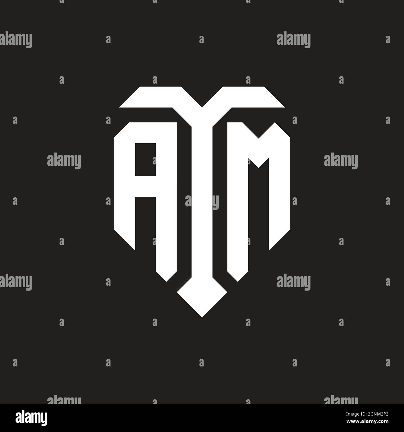 AM logo with shield white orange shape design template isolated on ...