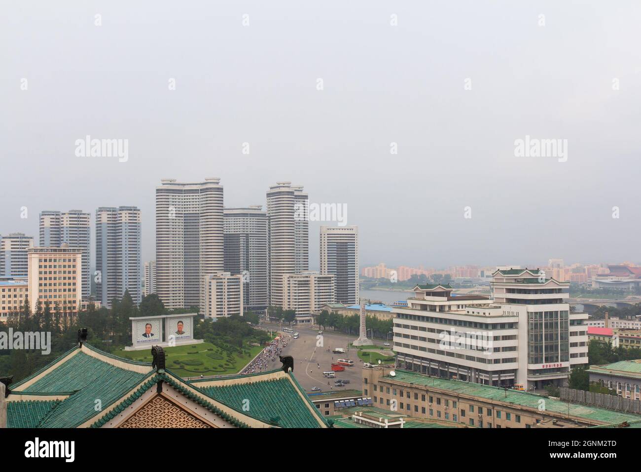 PYONGYANG, NORTH KOREA - JULY 29, 2015: Panoramic view at the Pyongyang ...