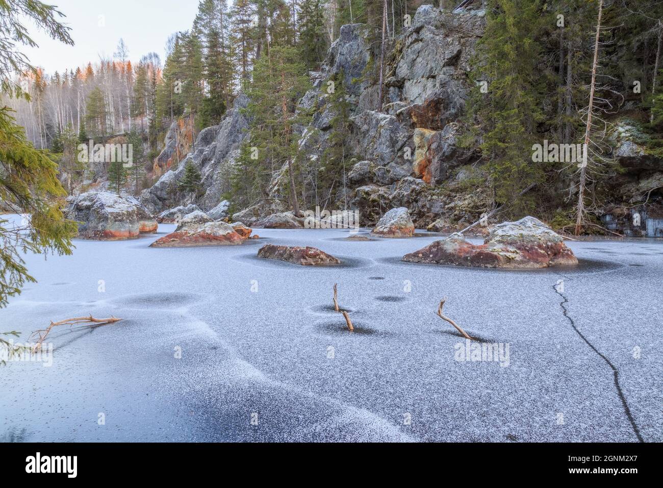 Crack ice lake trees hi-res stock photography and images - Alamy