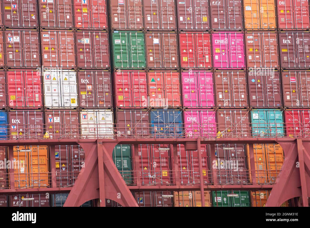 Southampton, England, UK. 2021. Shipping containers stacked on a ...