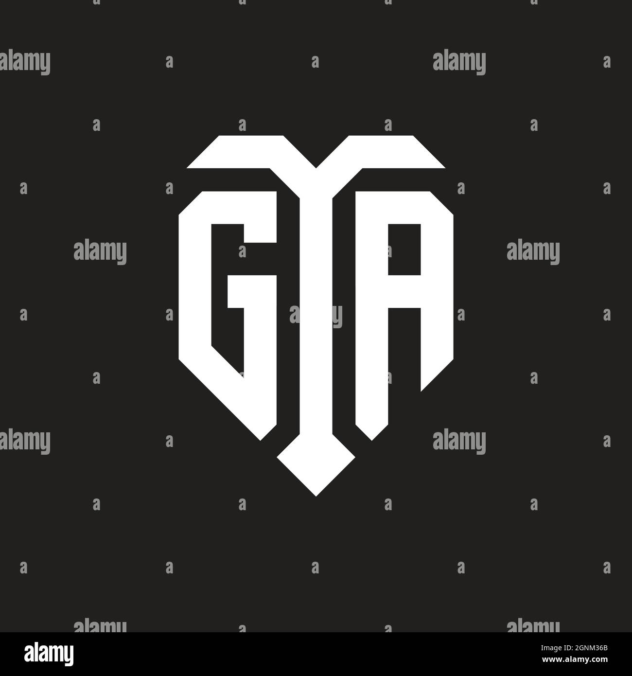GG logo with shield white orange shape design template isolated on ...