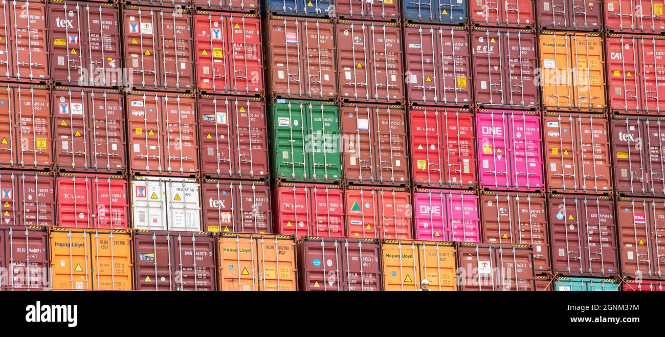 Southampton, England, UK. 2021. Shipping containers stacked on a ...