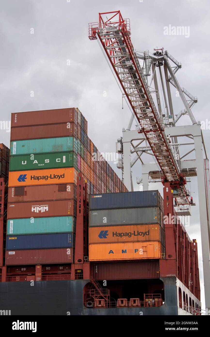 Southampton, England, UK. 2021. Shipping containers stacked on a ...