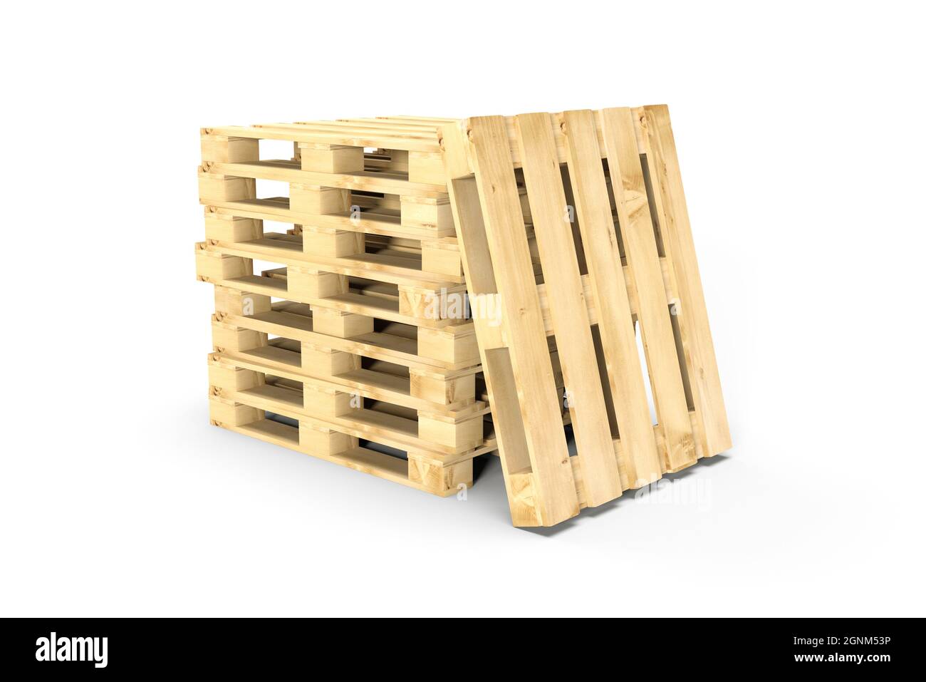 stacked pallets on white background - 3D rendering Stock Photo - Alamy