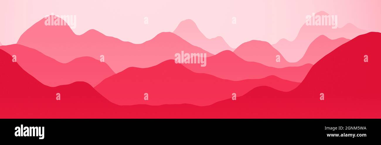 modern red hills ridges at the sunrise computer graphics background ...