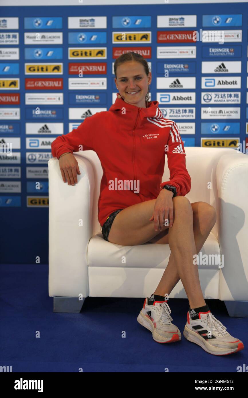 09/26/2021, Berlin, Germany. Rabea Schöneborn at the press conference ...
