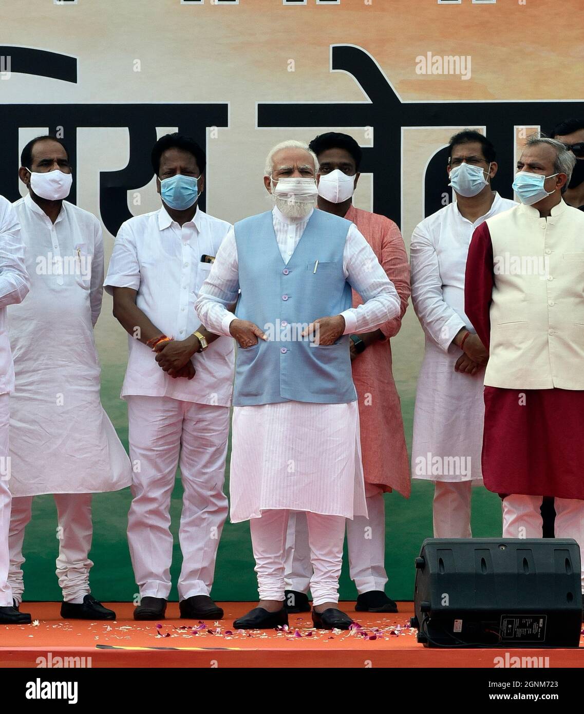 NEW DELHI, INDIA – SEPTEMBER 26: Prime Minister Narendra Modi ahead of addressing the gathering ...