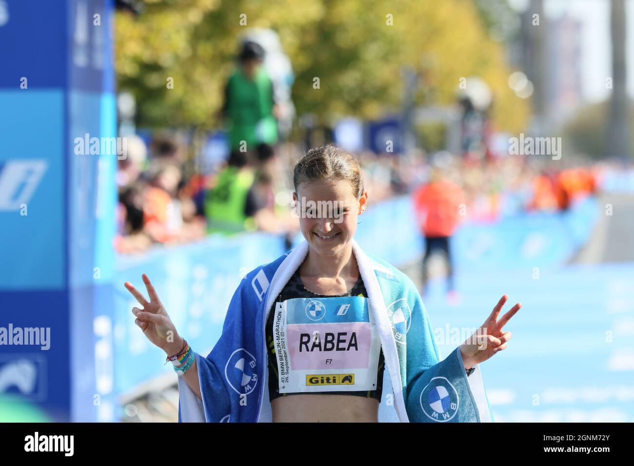 09/26/2021, Berlin, Germany. Rabea Schöneborn at the finish. Ethiopian ...