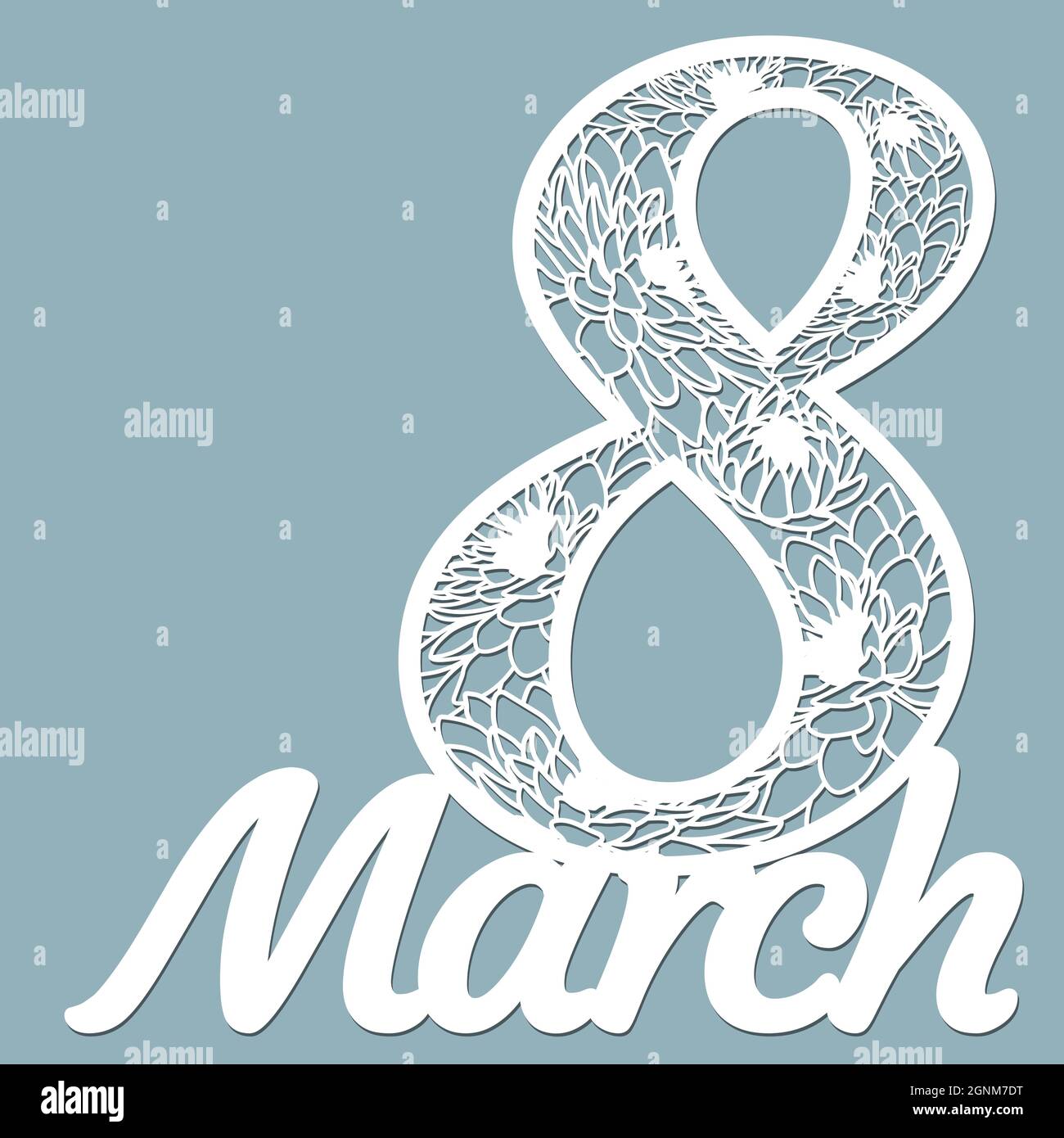 Decoration for women's day - 8 March. Template for laser cutting, wood ...