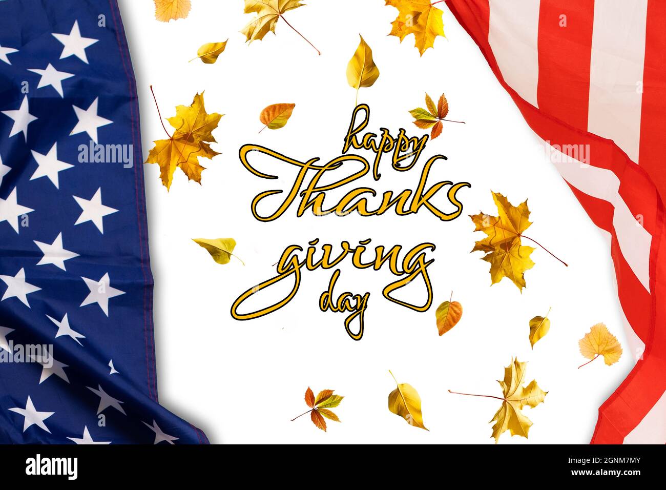 Happy Thanksgiving. American flag on white background Stock Photo - Alamy