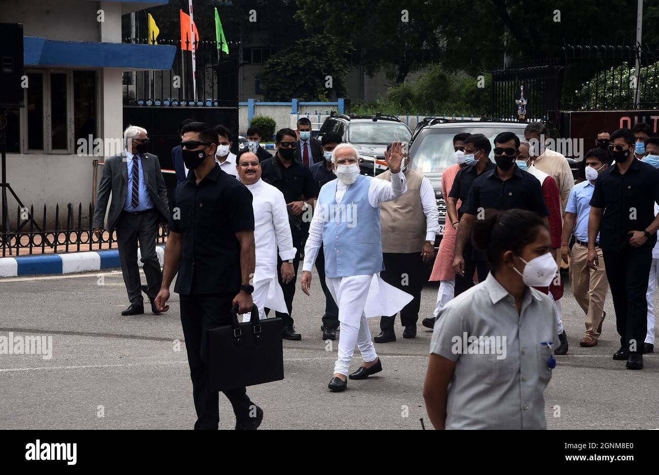 NEW DELHI, INDIA - SEPTEMBER 26: Prime Minister Narendra Modi received grand welcome by party ...