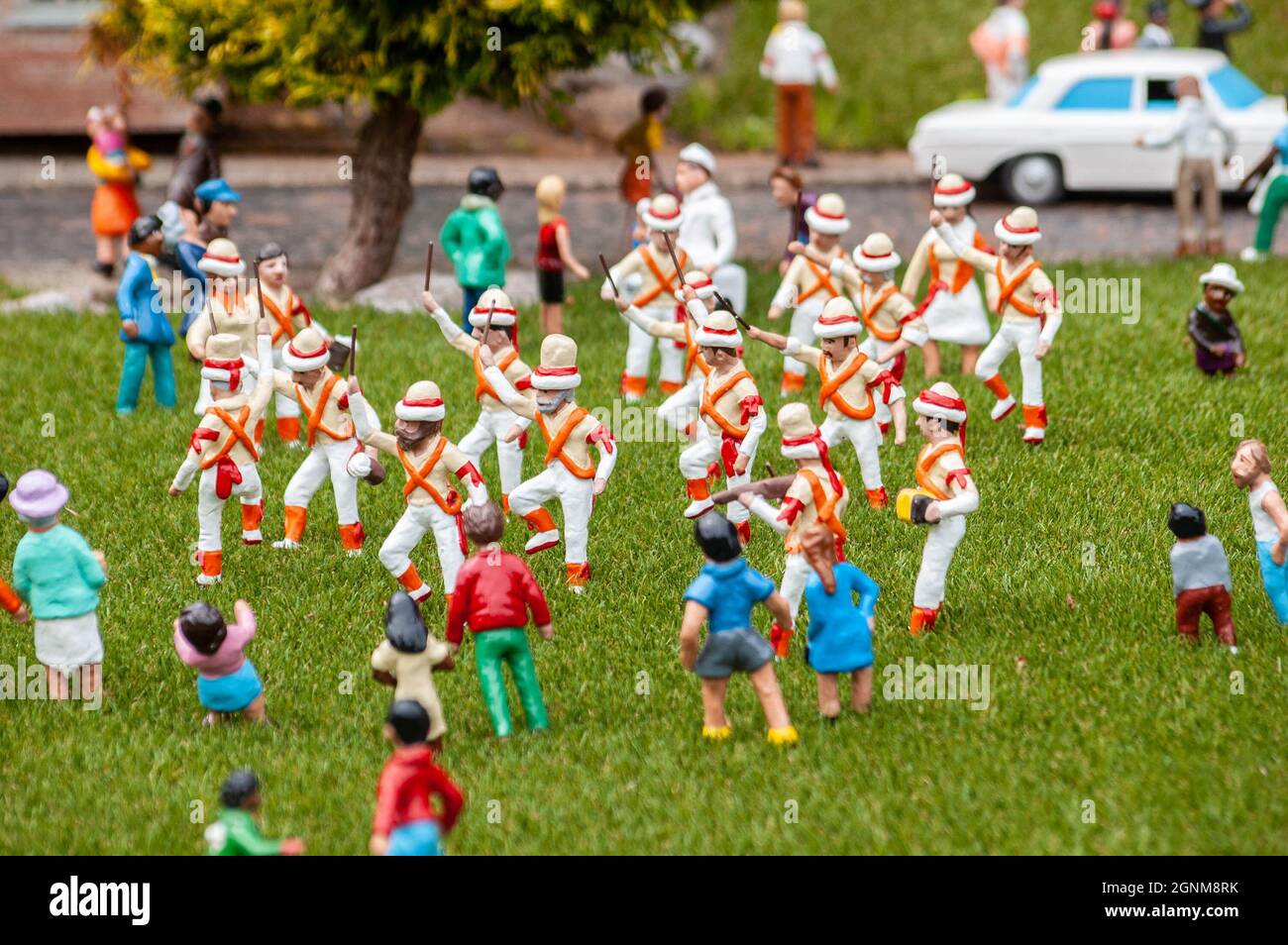 Closeup of tiny model morris dancers at a model village Stock Photo - Alamy