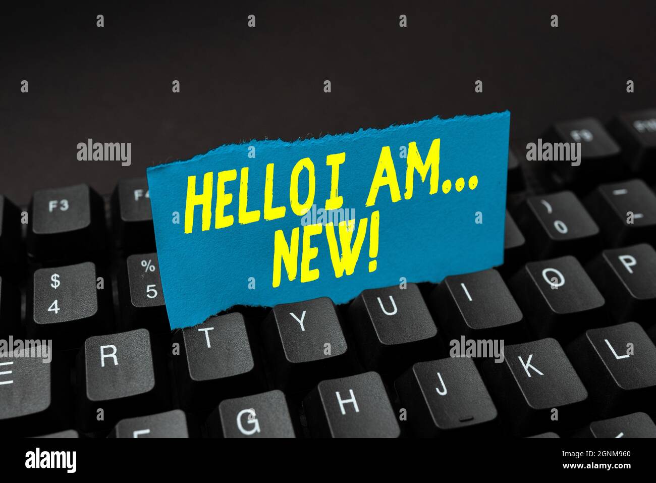 Hand writing sign Hello I Am New. Internet Concept used as greeting or ...