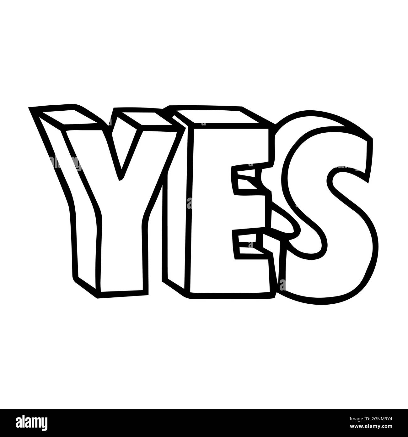 Yes. Vector illustration isolated on white background. Lettering for ...