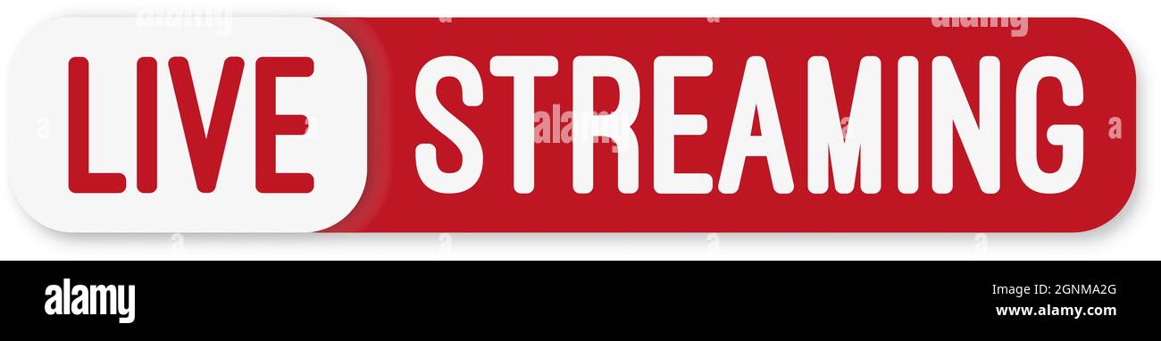 Live stream flat logo - red vector design element with play button ...