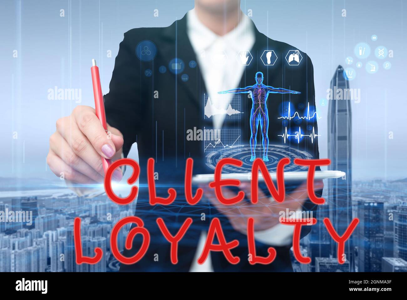 Conceptual caption Client Loyalty. Word Written on The result of ...