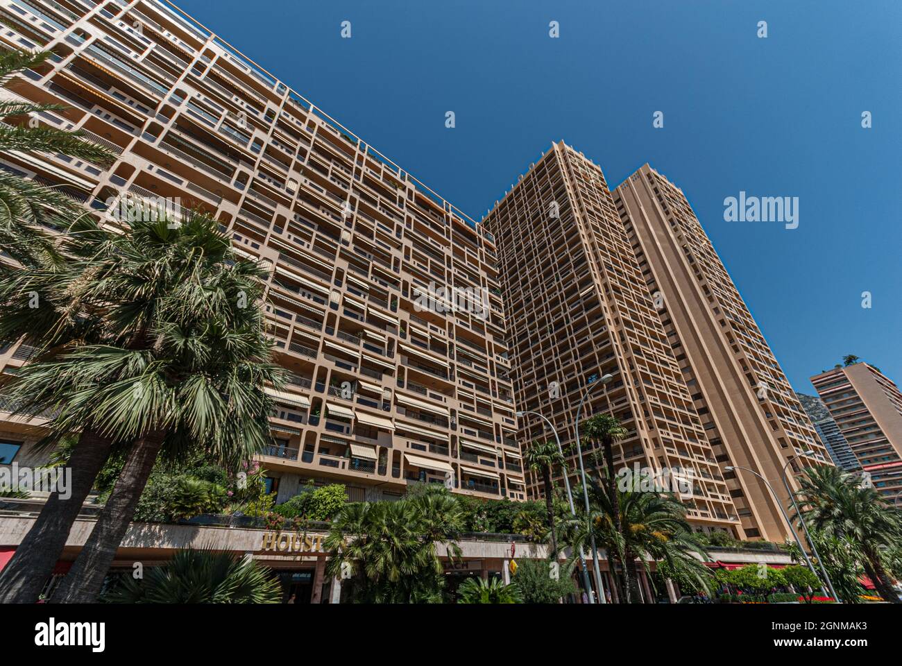 Monaco, Monaco - July 08 2008: Tall residential high rises along ...