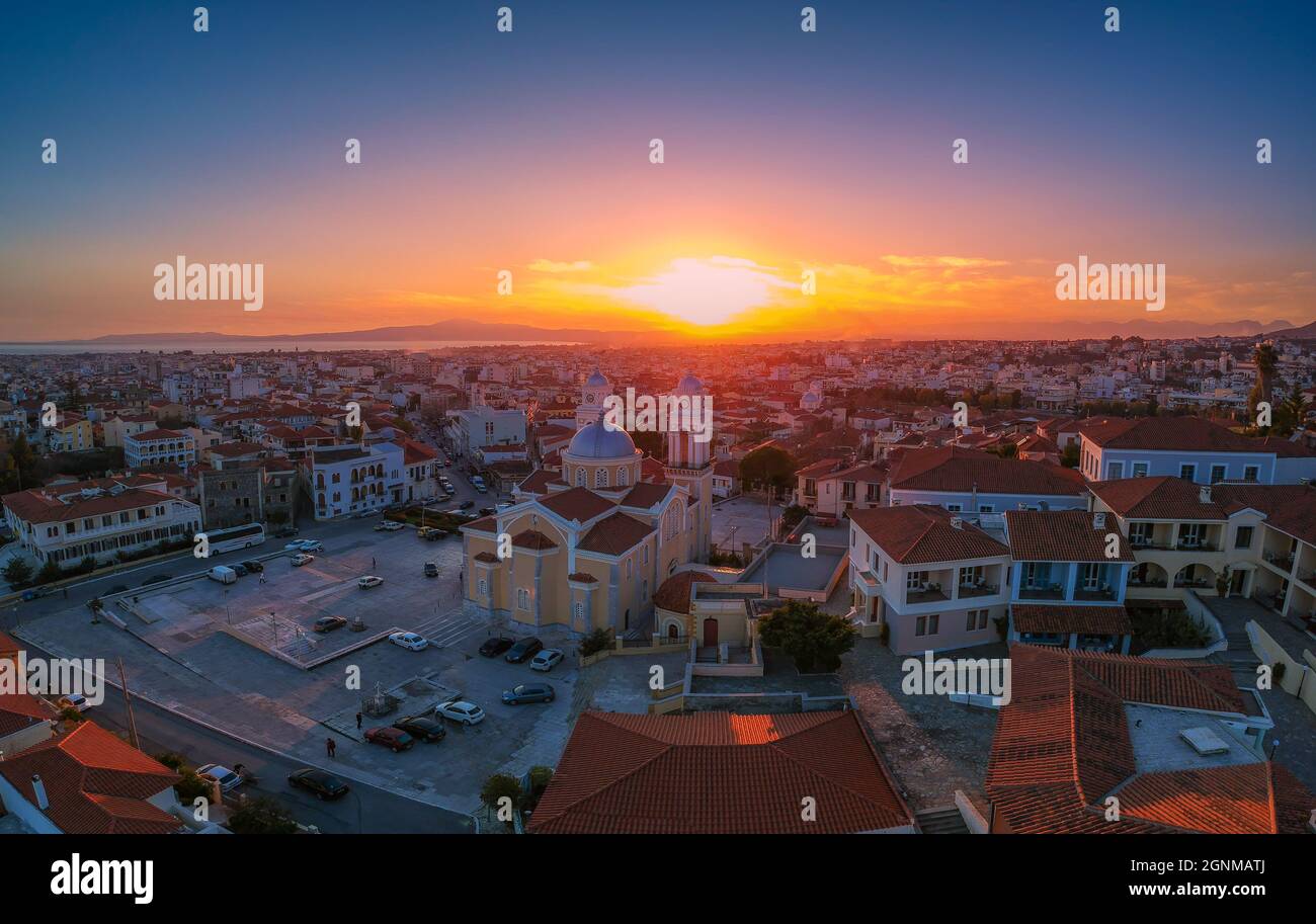 Aerial view around the castle hill area and the Metropolitan church of ...