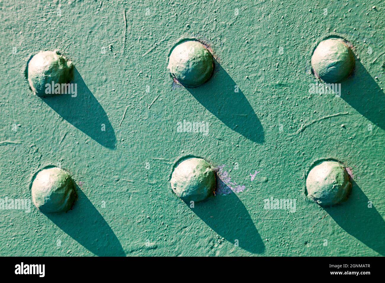 rusty and scratched metal panel background with six bolt Stock Photo ...