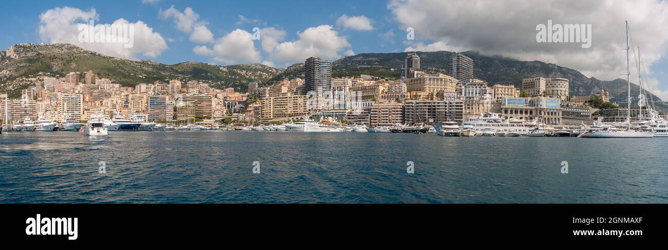 Monaco , Monaco - July 9 2008: Panorama image of Monaco harbour Stock ...