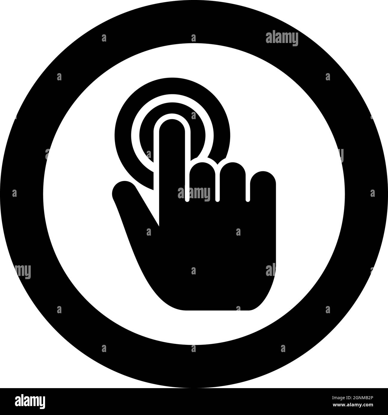 Click on button Hand cursor Touch screen icon in circle round black ...