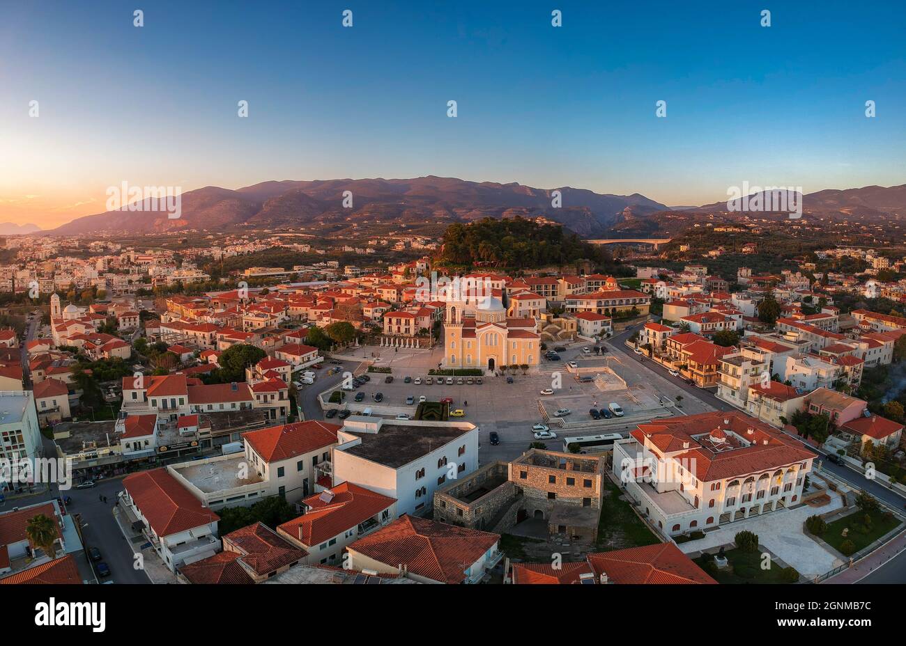 Aerial view around the castle hill area and the Metropolitan church of ...