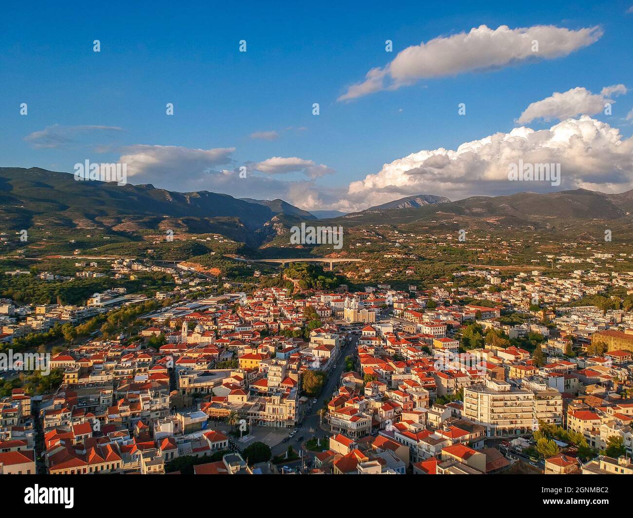 Aerial view around the castle hill area and the Metropolitan church of ...