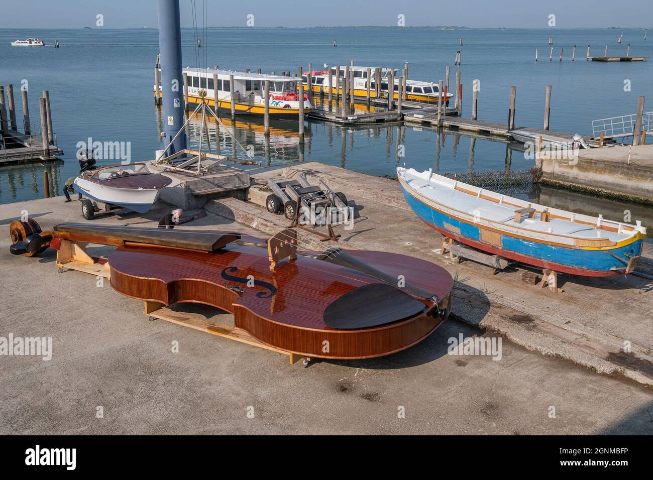 VENICE, ITALY - JULY 23: Violin Shaped Boat Press Preview Stock Photo ...
