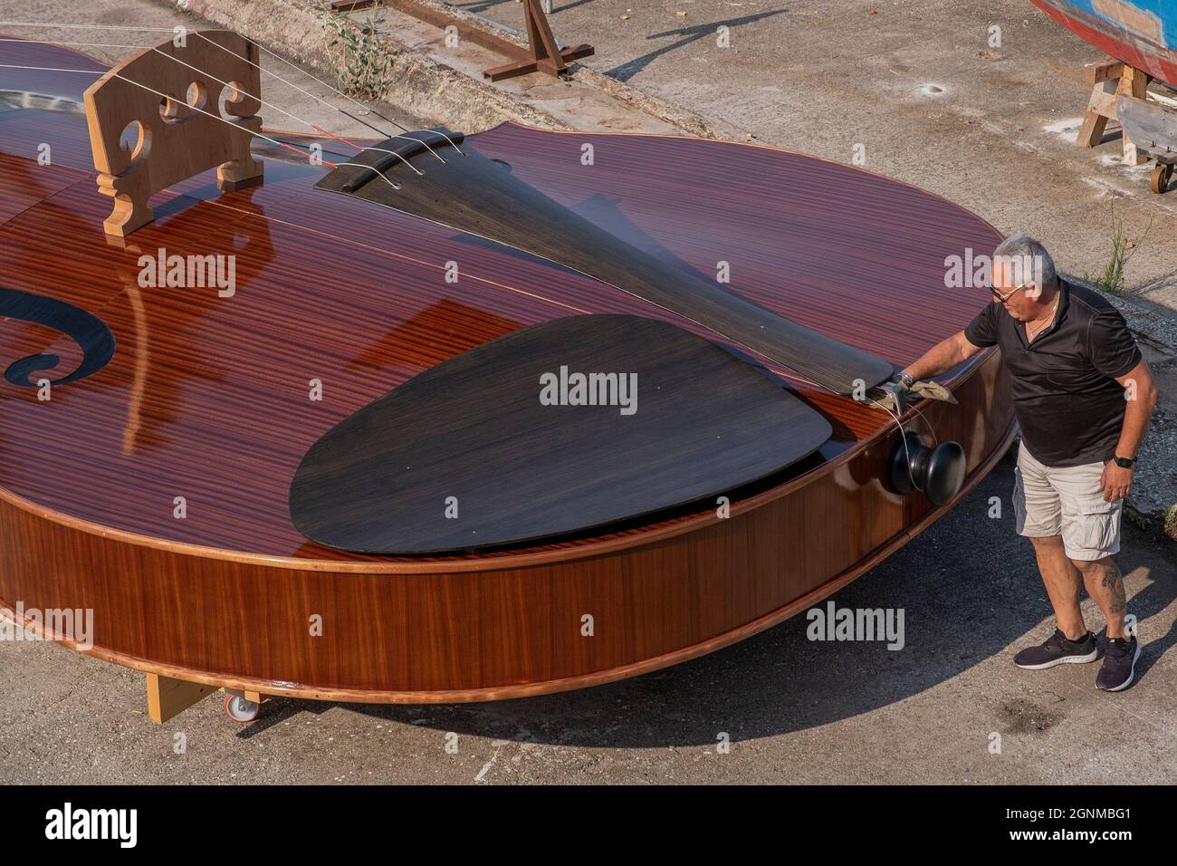 VENICE, ITALY - JULY 23: Violin Shaped Boat Press Preview Stock Photo ...