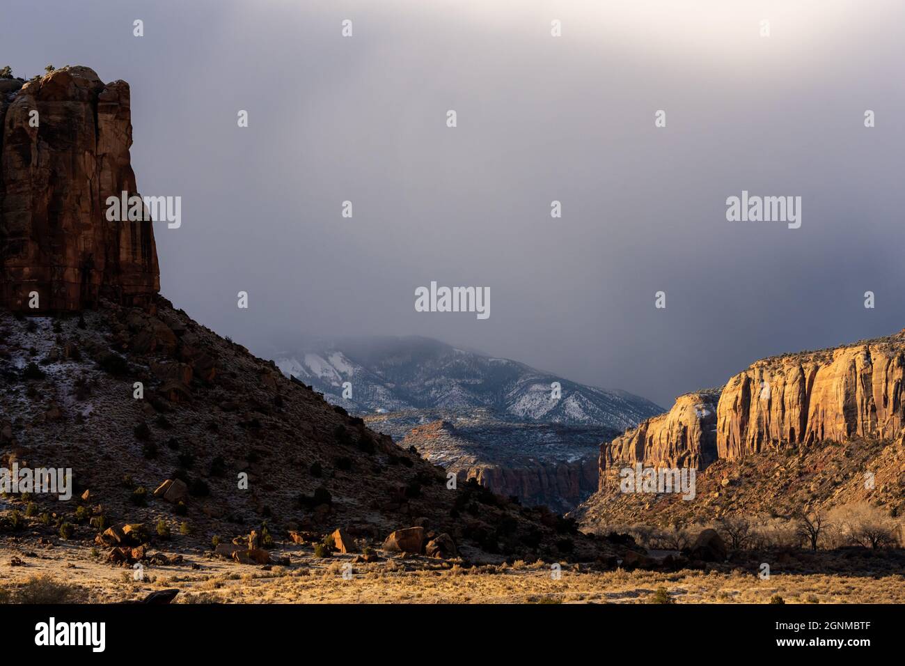 Morning Light Breaks Through Snow Clouds Near Moab Utah Stock Photo - Alamy