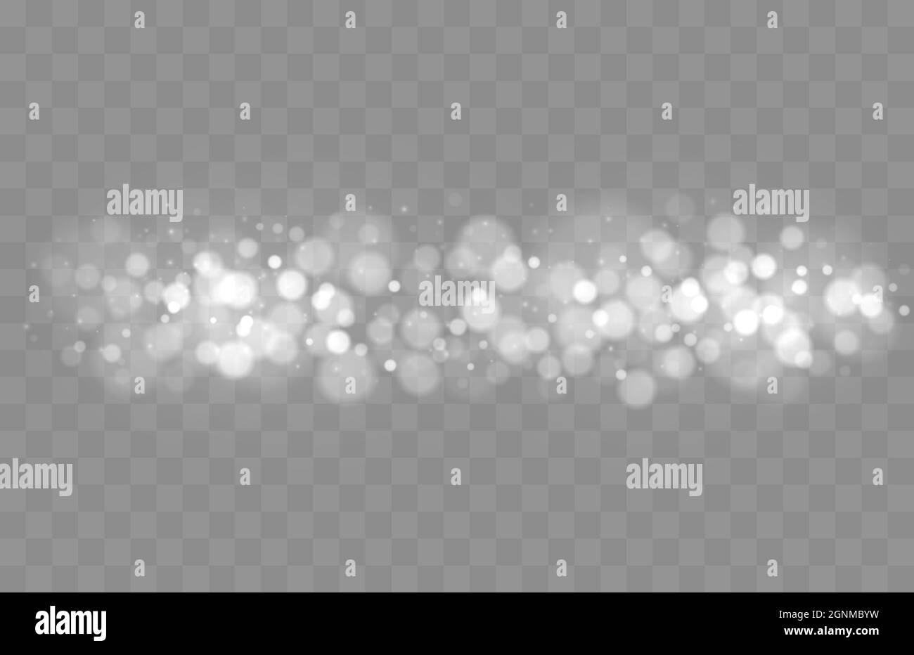 Shining bokeh isolated on transparent background. Bokeh lights with glowing particles isolated ...