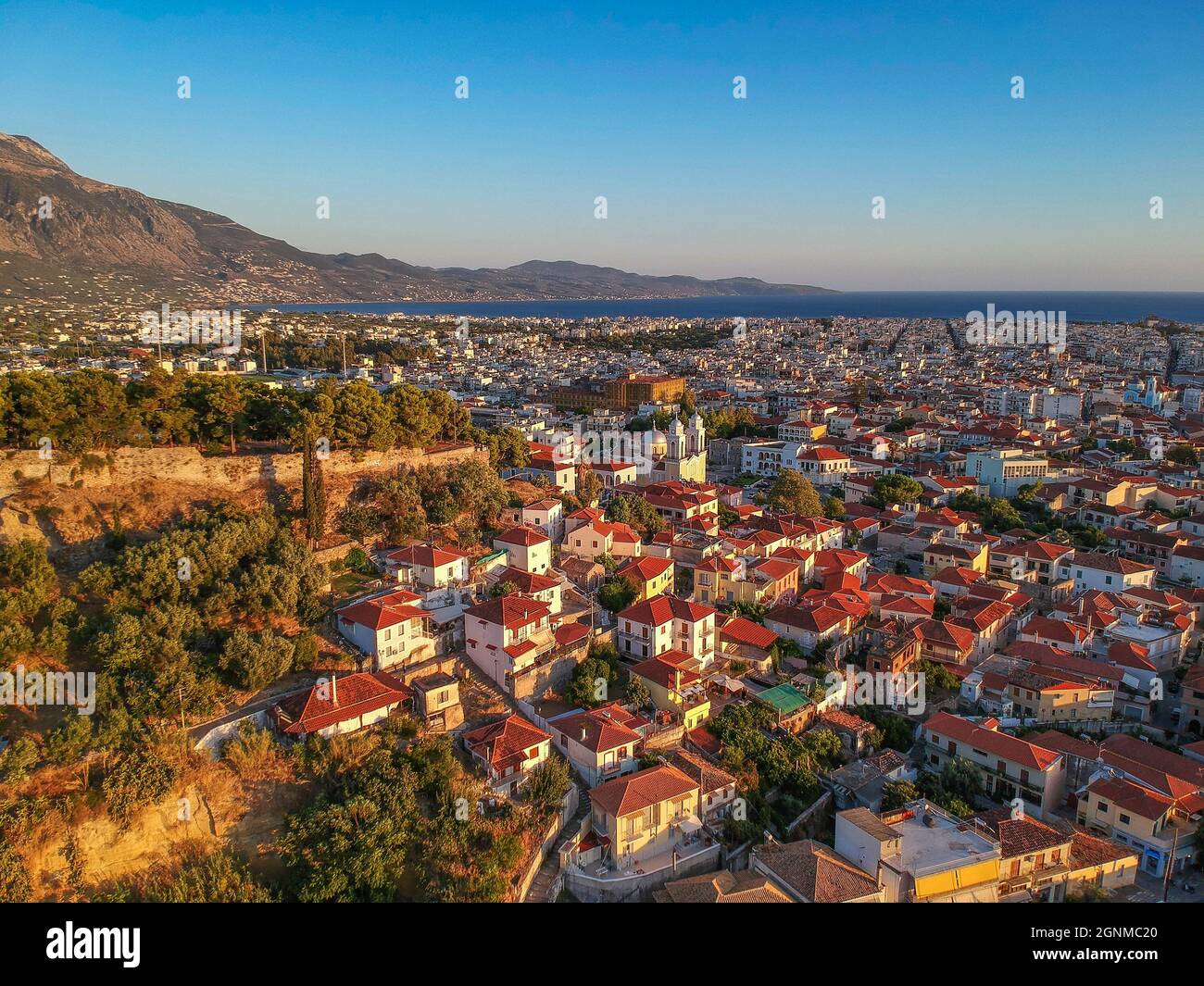 Aerial view around the castle hill area and the Metropolitan church of ...