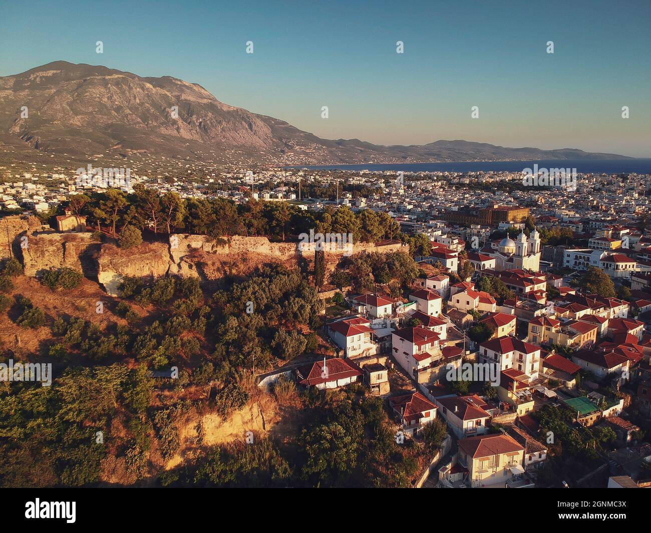 Aerial view around the castle hill area and the Metropolitan church of ...